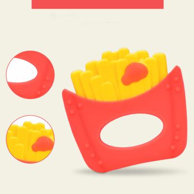 China Flexible 6.5x6.5cm Silicone Baby Teether French Fries Pattern for sale