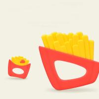 China Flexible 6.5x6.5cm Silicone Baby Teether French Fries Pattern for sale