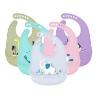 China 100% Food Grade Silicone Baby Bibs Waterproof With Animal Picture Printed for sale