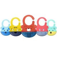 China Michi Star 25cmx19cm Silicone Baby Bibs Animal Shapes With Food Pocket for sale