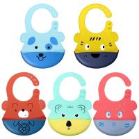 China Michi Star 25cmx19cm Silicone Baby Bibs Animal Shapes With Food Pocket for sale