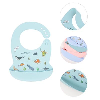 China 302x222x22mm Silicone Baby Bibs 100% Eco Friendly Bibs Cartoon Picture Printed for sale