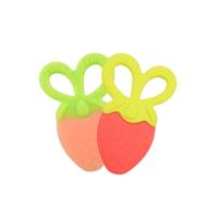 China Strawberry Shape Silicone Baby Teether No Funky Smell Diswasher Safe for sale