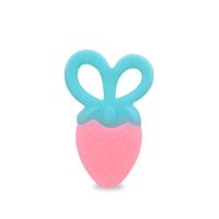 China Strawberry Shape Silicone Baby Teether No Funky Smell Diswasher Safe for sale