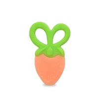 China Strawberry Shape Silicone Baby Teether No Funky Smell Diswasher Safe for sale