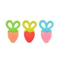 China Strawberry Shape Silicone Baby Teether No Funky Smell Diswasher Safe for sale