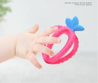 China Strawberry Shape Silicone Baby Teether for sale