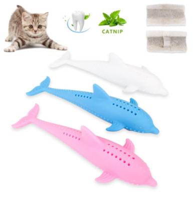 China fish pattern Cat Toothbrush Toy soft Silicone Cat Molar Stick for sale