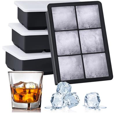 China Easy Release Reusable Silicone Ice Tray Non Stick For Making Large Ice Cubes for sale