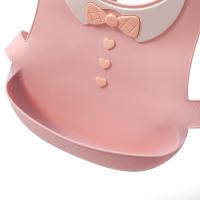 China Pink BPA Free Silicone Baby Bibs With Adjustable Crossback Straps for sale