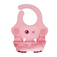 China Customized Modern Twist Bib 3D Cartoon Elephants Pattern Silicone Bib With Pocket for sale