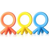 China Eco Friendly Silicone 3pcs Round Teething Ring Easy Grab Non Toxic Teething Toys for sale
