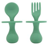 China Training Weaning Silicone Baby Fork Spoon Self Feeding Cutlery For 6 Month Old for sale
