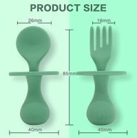China Training Weaning Silicone Baby Fork Spoon Self Feeding Cutlery For 6 Month Old for sale