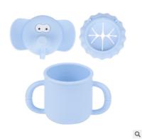 China Eco Friendly spill proof Silicone Baby Cups Elephant Lion Head With Handle for sale