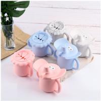 China Eco Friendly spill proof Silicone Baby Cups Elephant Lion Head With Handle for sale