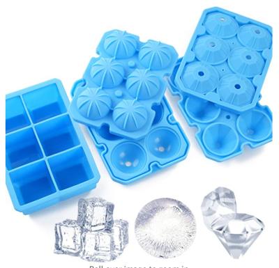 China Foldable Silicone Ice Ball Mold Reusable Sphere Ice Cube Trays for sale