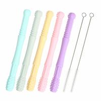 China Soft 100% Non Toxic Silicone Baby Teether 5 Pack Hollow Teething Tubes for sale
