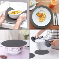 China Silicone Microwave Mats Grey Round Hot Pot Pans Pad Holders Heat Resistance Nonstick Splatter Guard Oven for sale