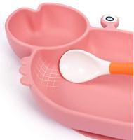 China Feeding Divided Silicone Baby Plate With Suction Base Spoon Fork Set for sale