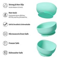 China Soft Flexible Baby Suction Bowl Set Unbreakable Food Grade Silicone for sale