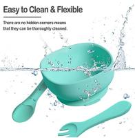 China Soft Flexible Baby Suction Bowl Set Unbreakable Food Grade Silicone for sale