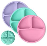 China 100% Food Grade Silicone Baby Plate BPA Free Divided With Suction for sale