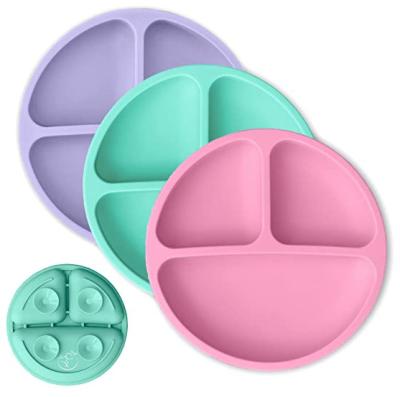 China 100% Food Grade Silicone Baby Plate BPA Free Divided With Suction for sale