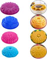 China Flower Shape Silicone Cake Molds Reusable Round Silicone Baking Tray for sale