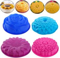 China Flower Shape Silicone Cake Molds Reusable Round Silicone Baking Tray for sale
