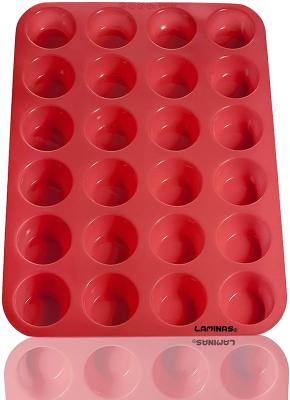 China BPA Free 24 Hole Silicone Mini Muffin Pan Oven Microwave Dishwasher safe for sale