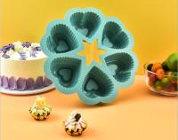 China ISO9001 6 Holes Heart Shaped Silicone Cake Mold OEM Eco Friendly for Baking for sale