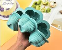 China ISO9001 6 Holes Heart Shaped Silicone Cake Mold OEM Eco Friendly for Baking for sale
