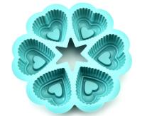 China ISO9001 6 Holes Heart Shaped Silicone Cake Mold OEM Eco Friendly for Baking for sale