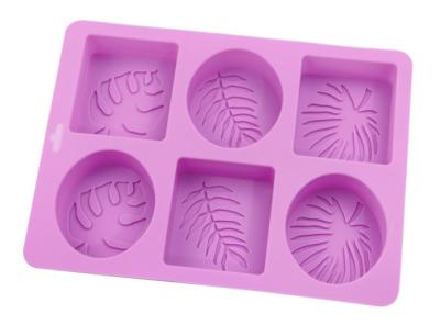 China OEM Silicone Soap Molds 6 Square Ellipse Leaves Shaped Silicone Cake Mold for sale
