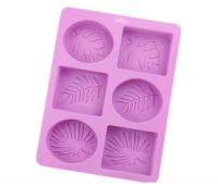 China OEM Silicone Soap Molds 6 Square Ellipse Leaves Shaped Silicone Cake Mold for sale
