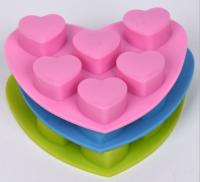 China Safety DIY Silicone Baking Products 6 Heart Shaped Silicone Cake Mold for sale