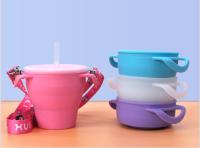 China Lightweight 350ml Foldable Silicone Snack Cup Spill Proof Silicone Collapsible Cup for sale
