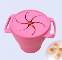 China Lightweight 350ml Foldable Silicone Snack Cup Spill Proof Silicone Collapsible Cup for sale
