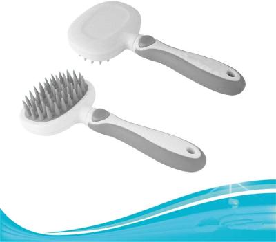 China Reusable Dog Shower Brush Ergonomic Rubber Grip Handle Bath Brush for sale