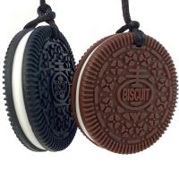 China GPA Free Silicone Chewing Necklace biscuit Pattern For Kids Teething for sale