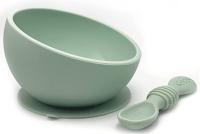 China OEM non skid Silicone Bowl And Spoon Set Silicone Suction Weaning Set for sale