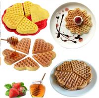 China 5 Heart Shaped Silicone Waffle Mould 180mmx15mm Round Red Color for sale