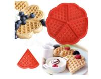 China 5 Heart Shaped Silicone Waffle Mould 180mmx15mm Round Red Color for sale