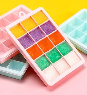 China Easily Stacking 15 Silicone Ice Tray Silicone Ice Cube Moulds 8.5x5.24x2.24cm for sale