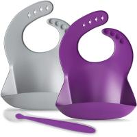 China Personalized ODM Silicone Scoop Bib With Adjustable Buttons For Infants for sale