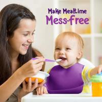 China Personalized ODM Silicone Scoop Bib With Adjustable Buttons For Infants for sale