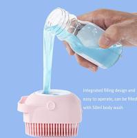 China Cats Dogs Silicone Pet Brush With Shampoo Dispenser Grooming Soothe Massage for sale