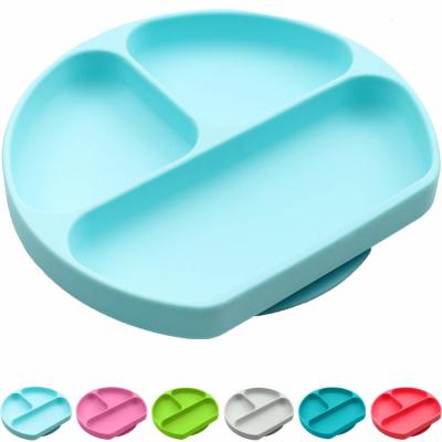 China Stay Put Divided Silicone Baby Plate Microwave Dishwasher Oven Safe for sale