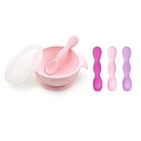 China Eco friendly Silicone Weaning Suction Bowls With Lid Spoons For 3 Months Old for sale